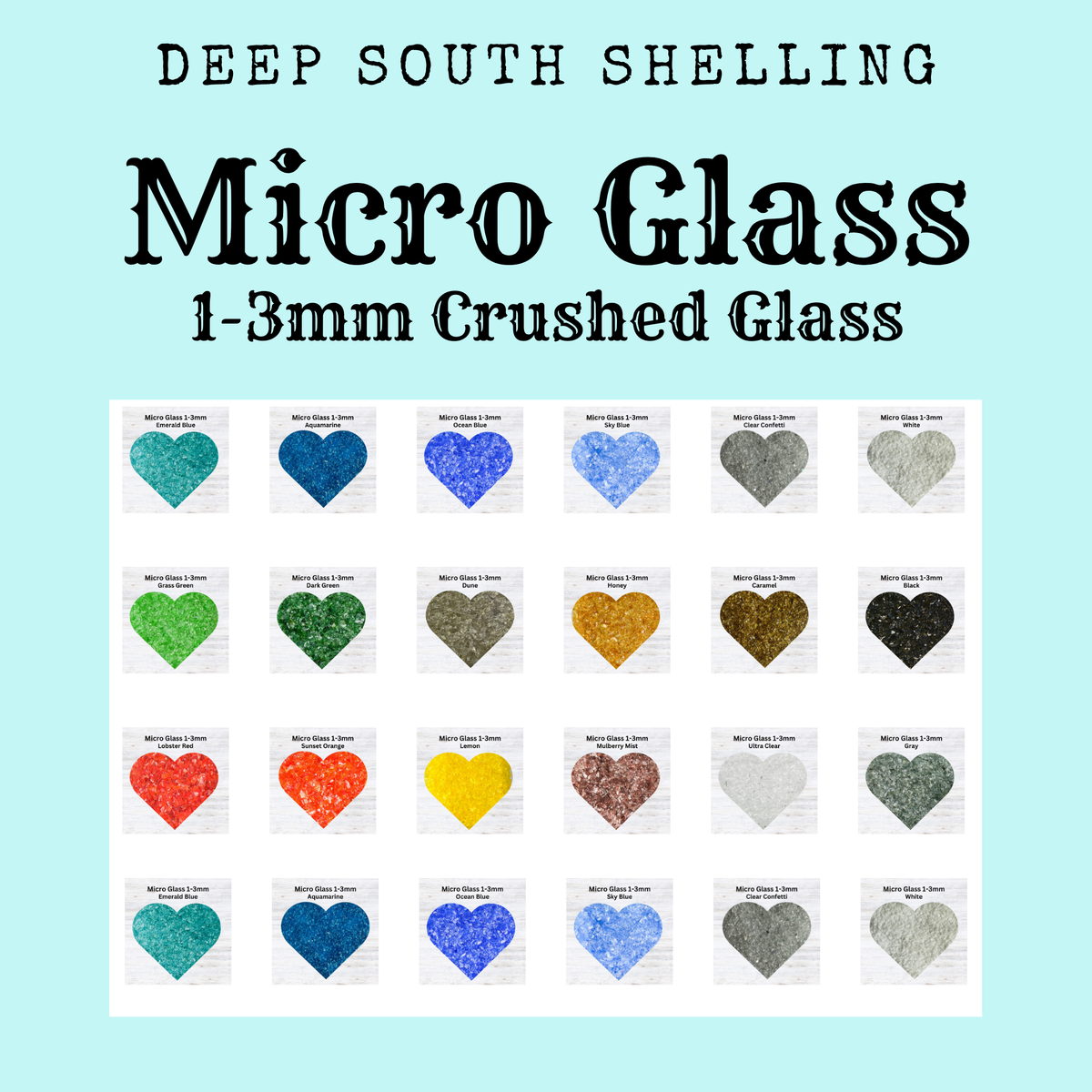 Micro Glass Full Palette, 18 Colors – Deep South Shelling