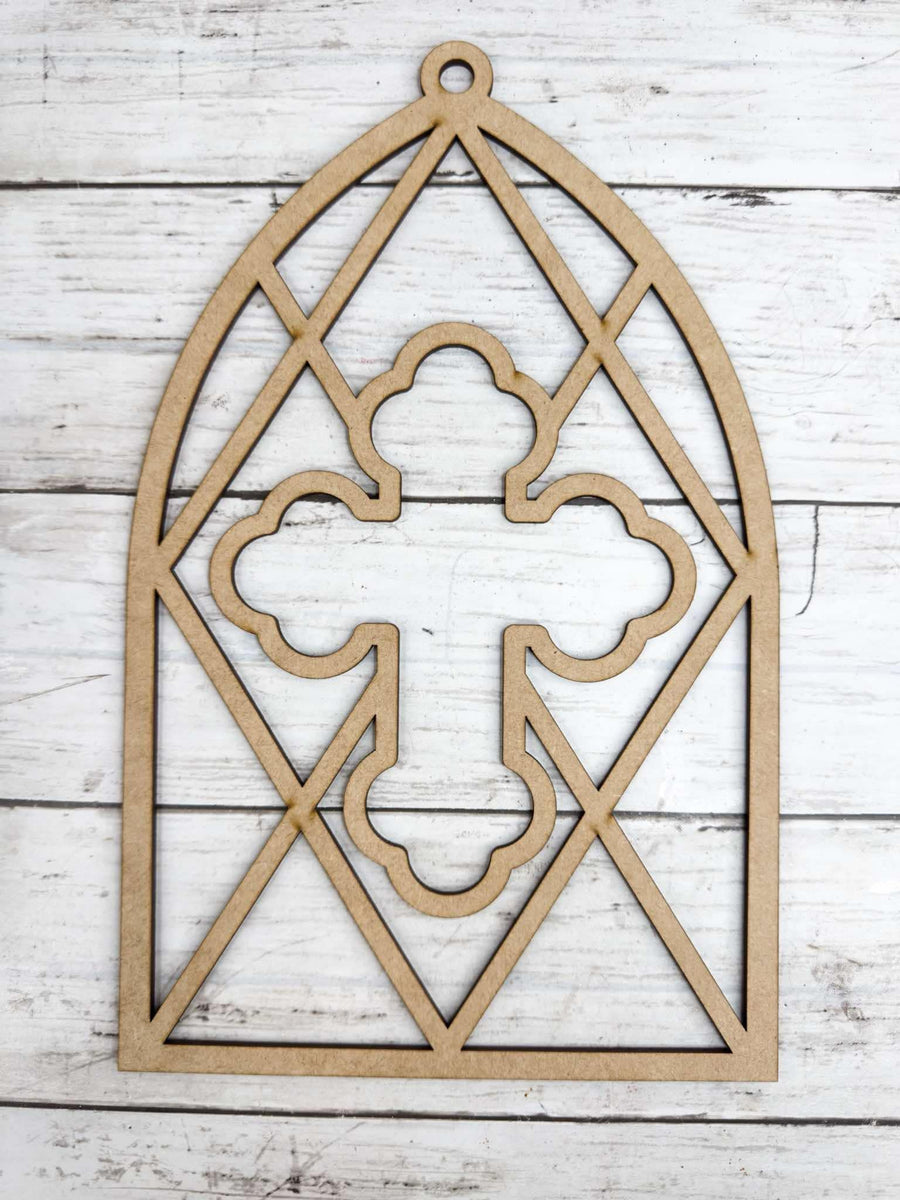 Cross Window 12" Wood Laser Cutout – Deep South Shelling
